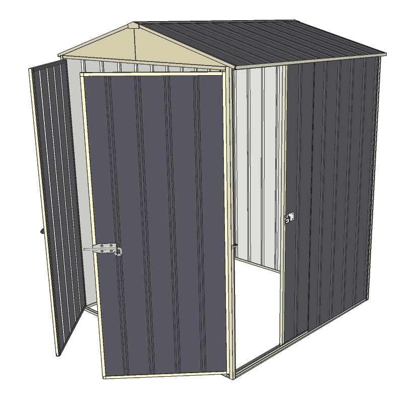 shed 1.5 x 1.5 double hinged doors +single sliding door